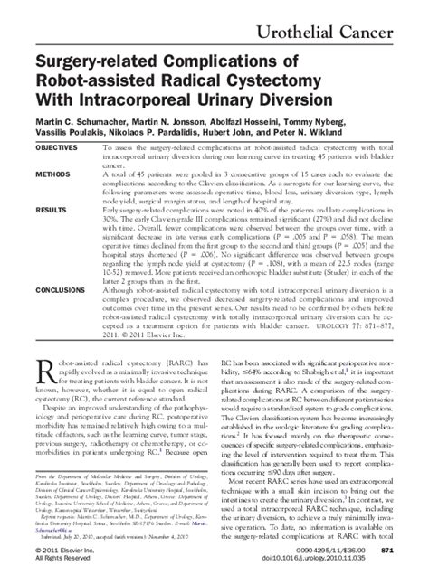 Pdf Surgery Related Complications Of Robot Assisted Radical