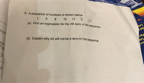 solved 3 a sequence of numbers is shown below 1 5 9 13 17