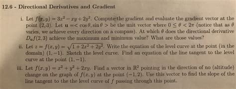 Solved 12 6 Directional Derivatives And Gradient I Let F