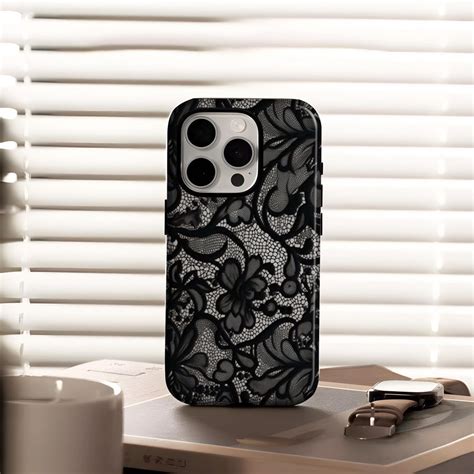 Vintage Lace Phone Case Elegant Black Flower Designiphone 17 16 15