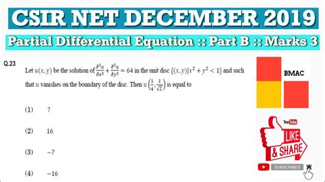 Partial Differential Equation Part B Marks 3 Nta Csir Net