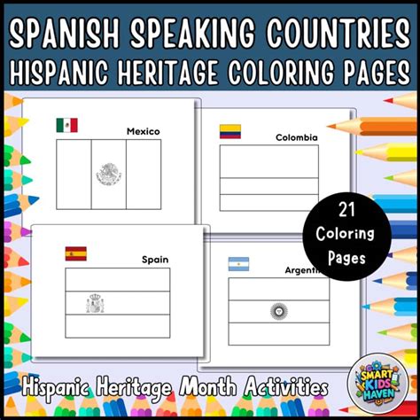Spanish Speaking Countries Flags Coloring Pages 21 Printable Hispanic