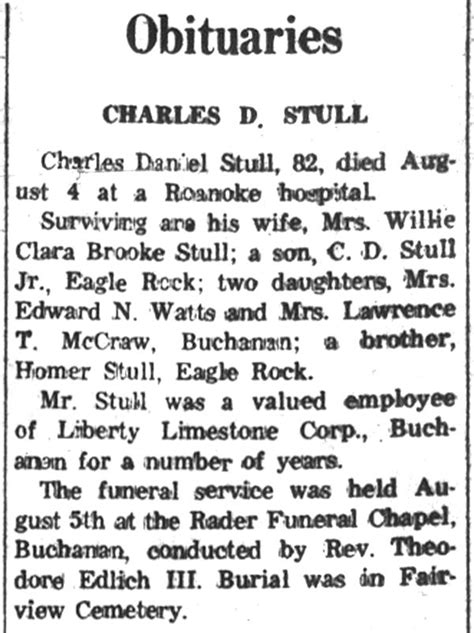 Charles Daniel Stull 1882 1965 Find A Grave Memorial