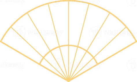 Folding Hand Fan Asian Style Semicircular Shape Illustration And