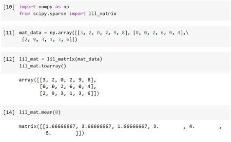 Working With Python Lilmatrix Scipy