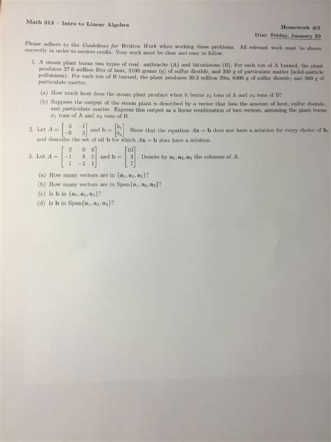 Solved Math 313 Intro To Linear Algebra Due Friday January