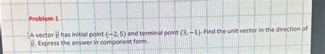 solved a vector v has initial point −2 5 and terminal