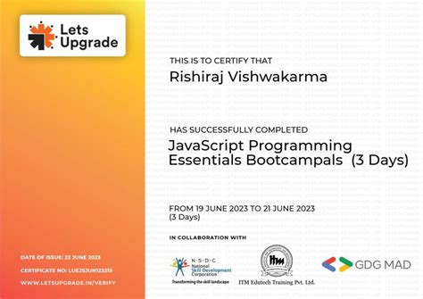 Hey Everyone I Am Excited To Share That I Have Completed The Javascript Rishi Raj Vishwakarma