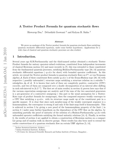 Pdf A Homomorphism Theorem And A Trotter Product Formula For Quantum