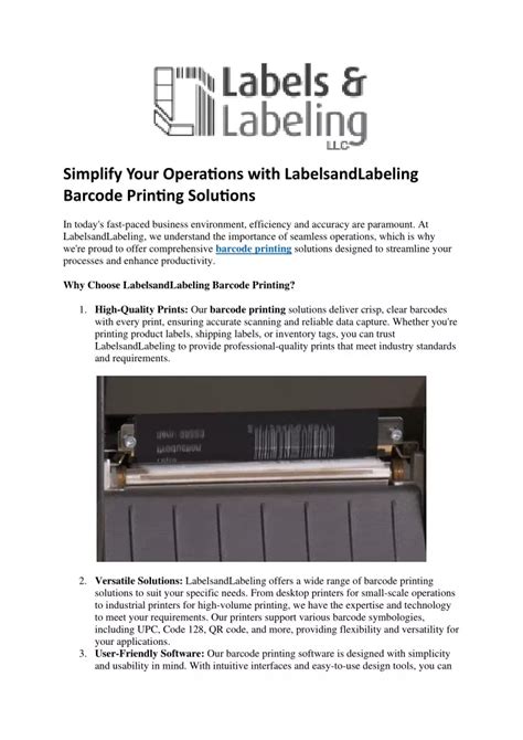 Ppt Simplify Your Operations With Labelsandlabeling Barcode Printing