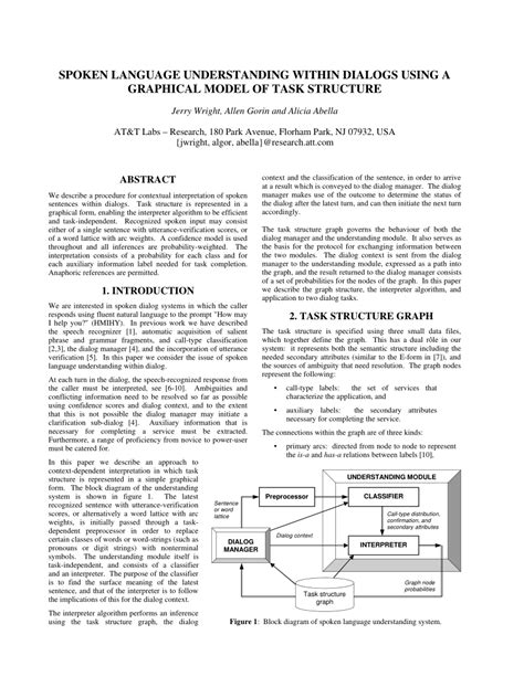 Pdf Spoken Language Understanding Within Dialogs Using A Graphical Model Of Task Structure