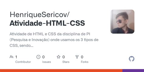 github henriquesericov atividade html css atividade de html e css da