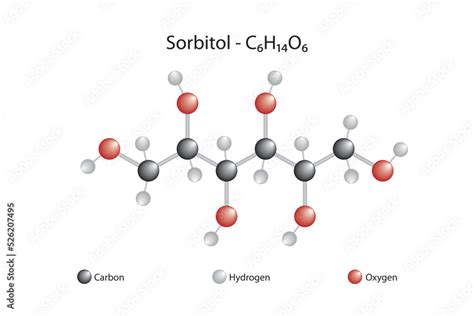 Molecular Formula And Chemical Structure Of Sorbitol Stock Vector