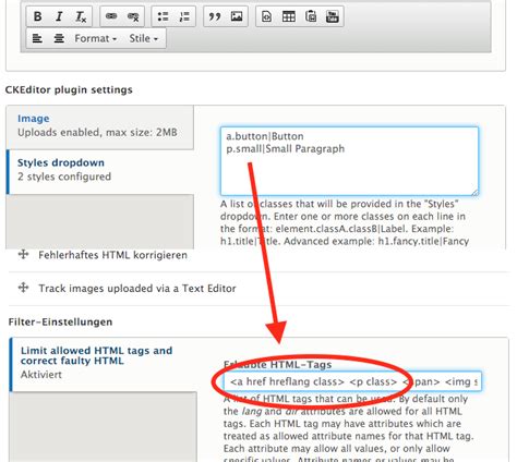 Styles Dropdown Entries Get Stripped By Limit Allowed HTML Tags And