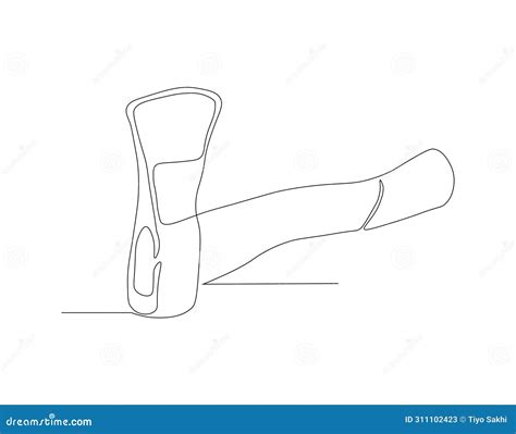 Continuous Line Drawing Of Axe One Line Of Axe Hatchet Continuous Line Art Editable Outline