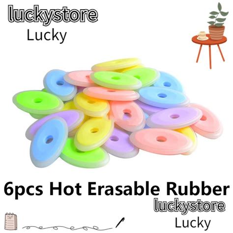 Lucky 6 ชิ ้ นสีรูปไข ่ Eraser น ่ ารัก Erasable ปากกาเจลพิเศษ Rubber ของขวัญ Neutral Erasable