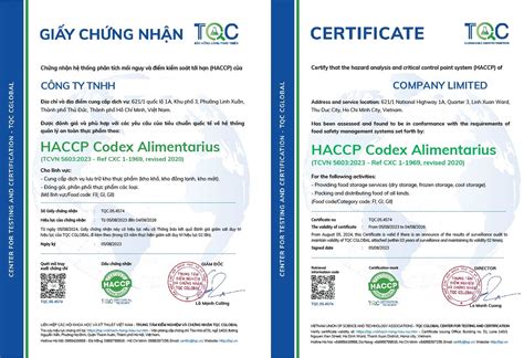 Tiêu chuẩn HACCP Codex được cập nhật mới nhất theo TCVN