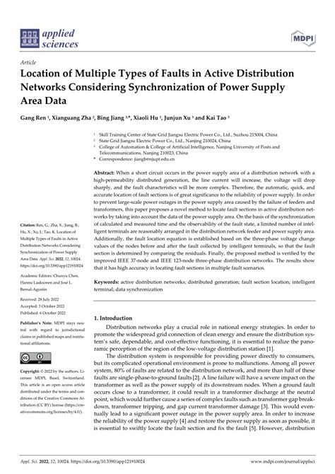 Pdf Location Of Multiple Types Of Faults In Active Distribution Networks Considering