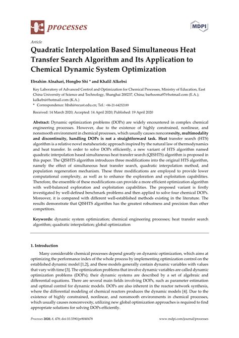 Pdf Quadratic Interpolation Based Simultaneous Heat Transfer Search Algorithm And Its