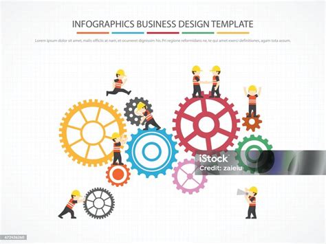 기어에 사람들이 보여주는 팀웍 Infographic 템플릿입니다 벡터 일러스트입니다 개념에 대한 스톡 벡터 아트 및 기타 이미지 개념 개발 개체 그룹 Istock