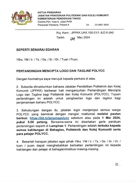 Pertandingan Mencipta Logo Dan Tagline Polycc Pdf