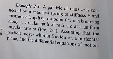 Example 2 5 A Particle Of Mass M Is Connected By A Massless Spring Of Stiffness K And