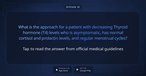 What Is The Approach For A Patient With Decreasing Thyroid Hormone T4 Levels Who Is