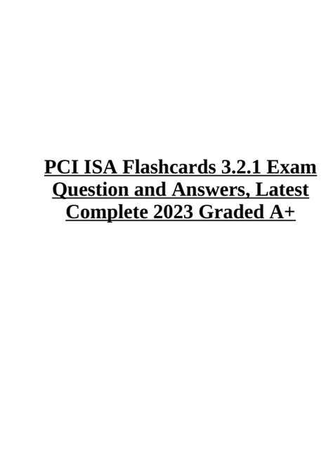 PCI ISA Flashcards Exam Question And Answers Latest Complete Graded A PCI ISA