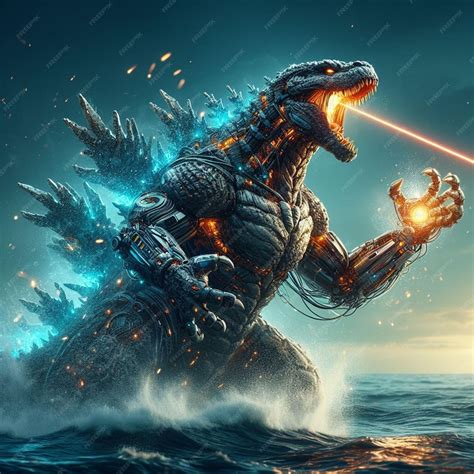 Premium Photo Godzilla With A Robot Arm