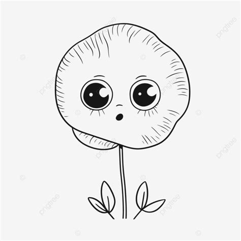 جذاب، الزهرة الصغيرة، ب، العيون الكبيرة، إلى داخل، أسود على أبيض، الخلفية، سهم التوجيه، رسم