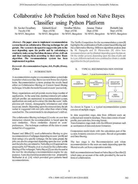 Collaborative Job Prediction Based On Nave Bayes Classifier Using Python Platform Pdf Mean