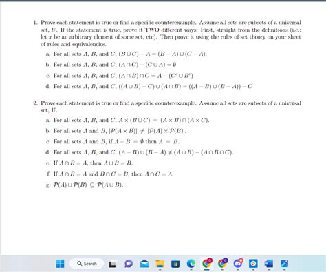 Solved Prove Each Statement Is True Or Find A Specific Chegg