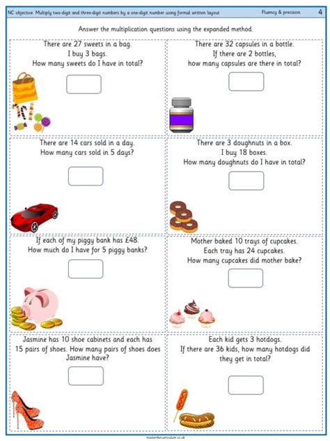 Multiply Two Digit And Three Digit Numbers By A One Digit Number Using