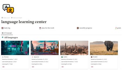 Language Learning Center Prototion Get Notion Template