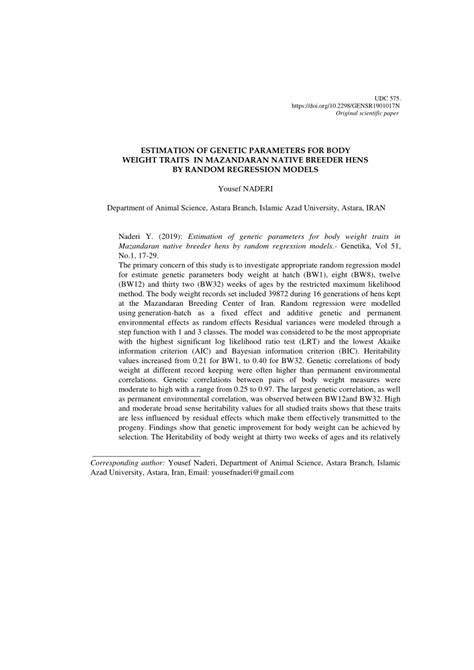 Pdf Comparison Of Random Regression Models To Estimate Genetic