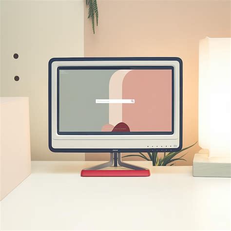 A Computer Monitor With A Red Base And A White And Black Border