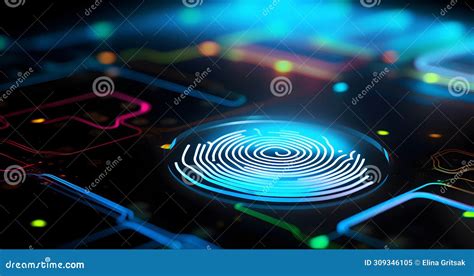 Digital Fingerprint Scanner Enhancing Security Biometric Identity Stock Illustration