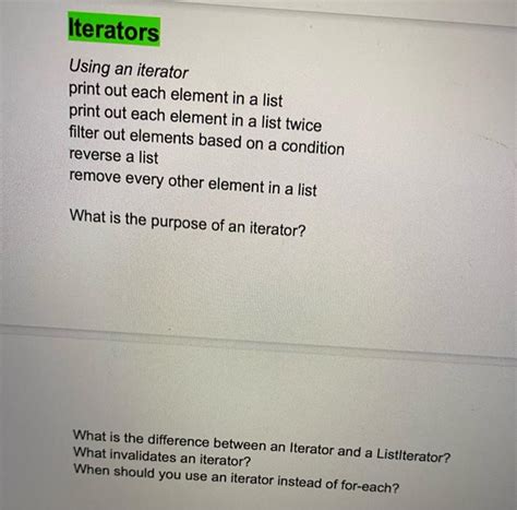 Solved Iterators Using An Iterator Print Out Each Element In