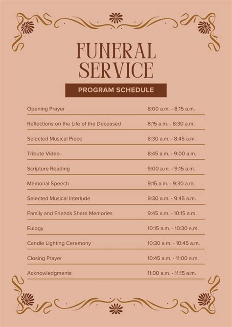 Free Printable Customizable Funeral Program Templates Canva