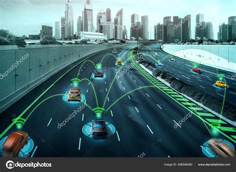 Autonomous Car Sensor System Concept Safety Driverless Mode Car Control Stock Photo By