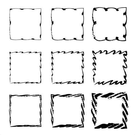 Premium Vector Set Of Grunge Square Black Square Shape Borders Set Of Design Elements