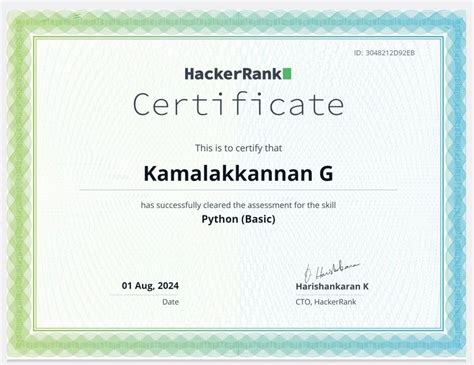 Kamalakkannan G On Linkedin Coding Python Hackerrank
