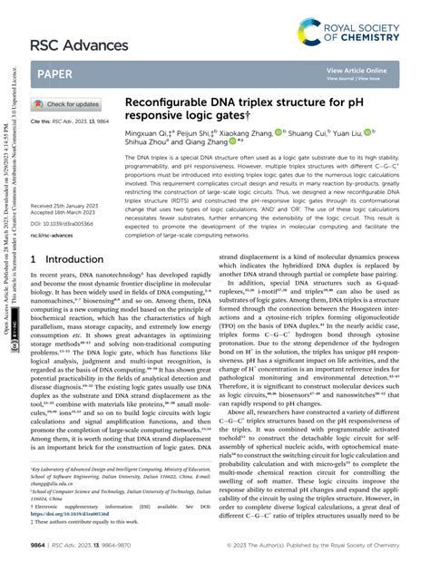 Pdf Reconfigurable Dna Triplex Structure For Ph Responsive Logic Gates