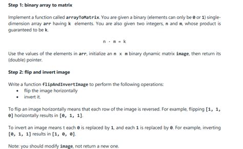 solved step 1 binary array to matrix implement a function