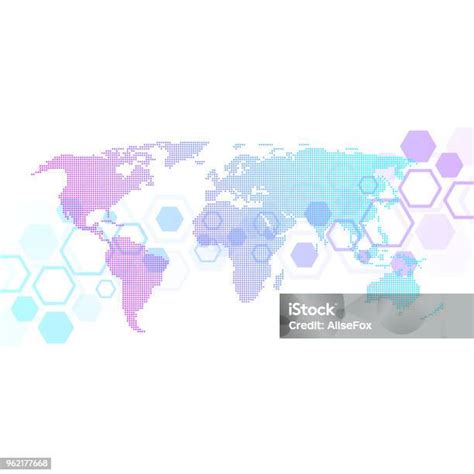 점선된 세계 지도 함께 글로벌 네트워크 연결입니다 인터넷 연결 배경입니다 연결 구조를 추상화 합니다 다각형 공간 배경입니다 벡터 일러스트 레이 션 개념에 대한 스톡 벡터