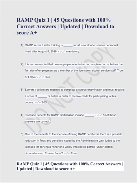 Ramp Quiz 1 45 Questions With 100 Correct Answers Updated