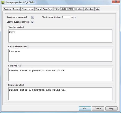 Save Restore Feature