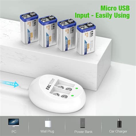 EBL Pack V Rechargeable Batteries With Charger Australia Ubuy