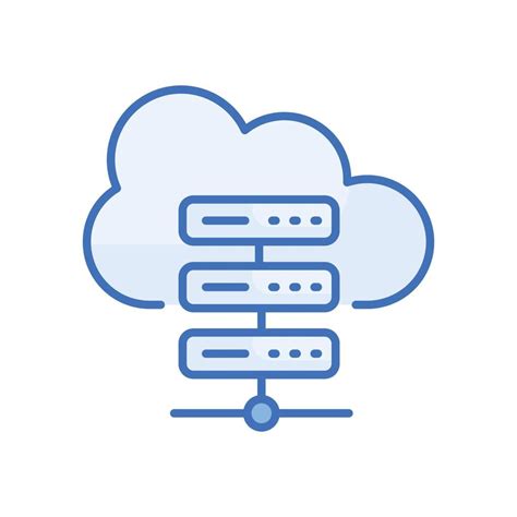 Cloud Server Solid Vector Blue Icon Cloud Computing Symbol Eps 10 File