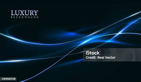 추상 블루 물결 모양의 벡터 배경입니다 네온 라이트 미래 지향적 인 배너 녹색 배경에 대한 스톡 벡터 아트 및 기타 이미지 녹색 배경 어두운 색 0명 Istock